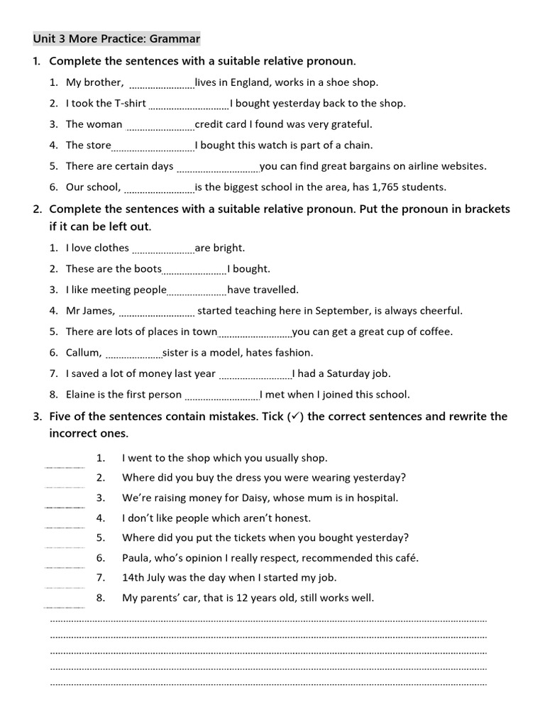 U3 More Practice Grammar | Download Free PDF | Fashion | Clothing