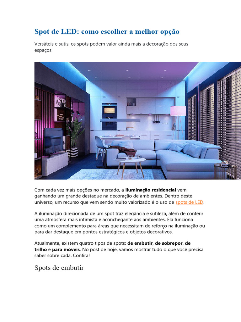 Spot de LED - Como Escolher A Melhor Opção | PDF | Iluminação pública ...