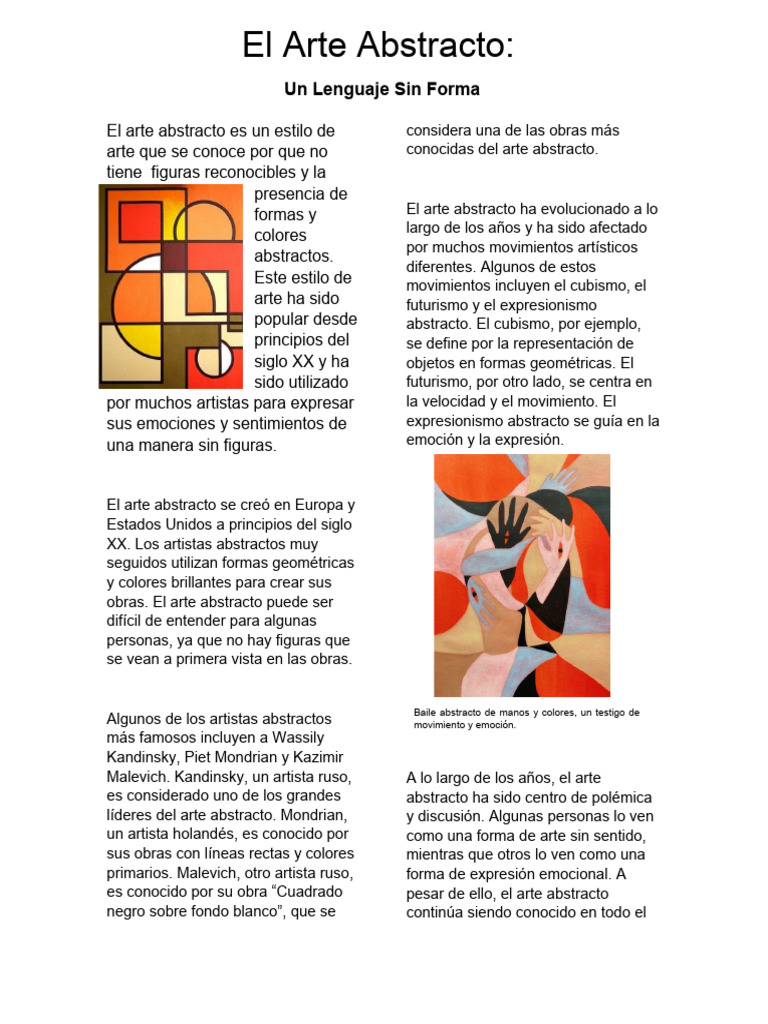 El Arte Abstracto: Emoción Sin Forma | PDF | Arte abstracto | Las artes