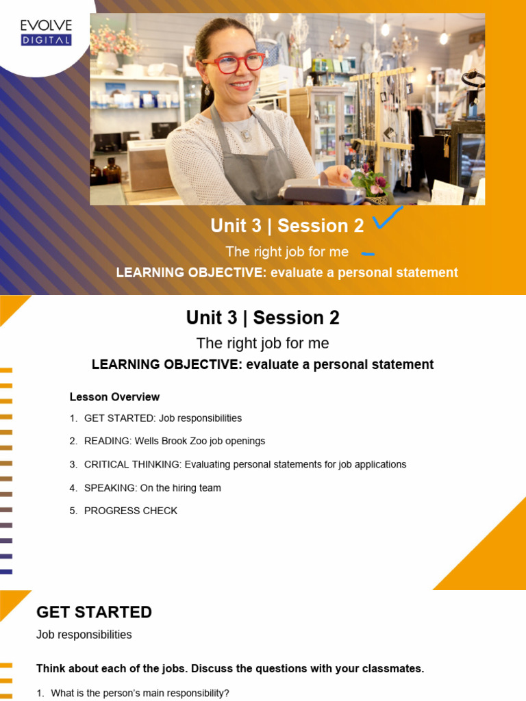 Unit 3 - Session 2: The Right Job For Me | PDF | Critical Thinking | Psychological Concepts