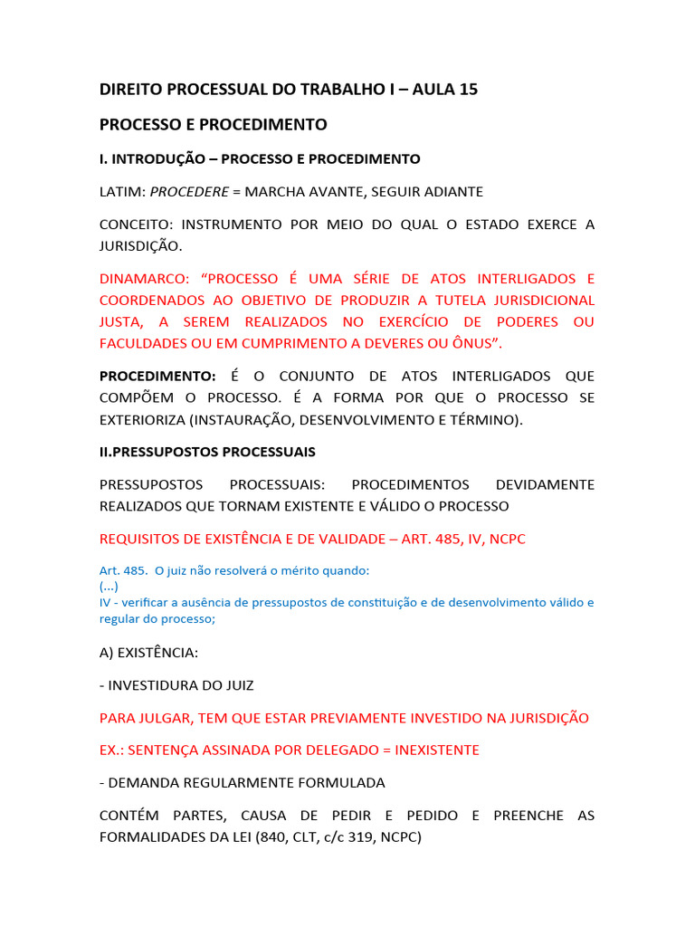 Aula 15 - Processo e Procedimento e Tipos de Procedimento | PDF ...