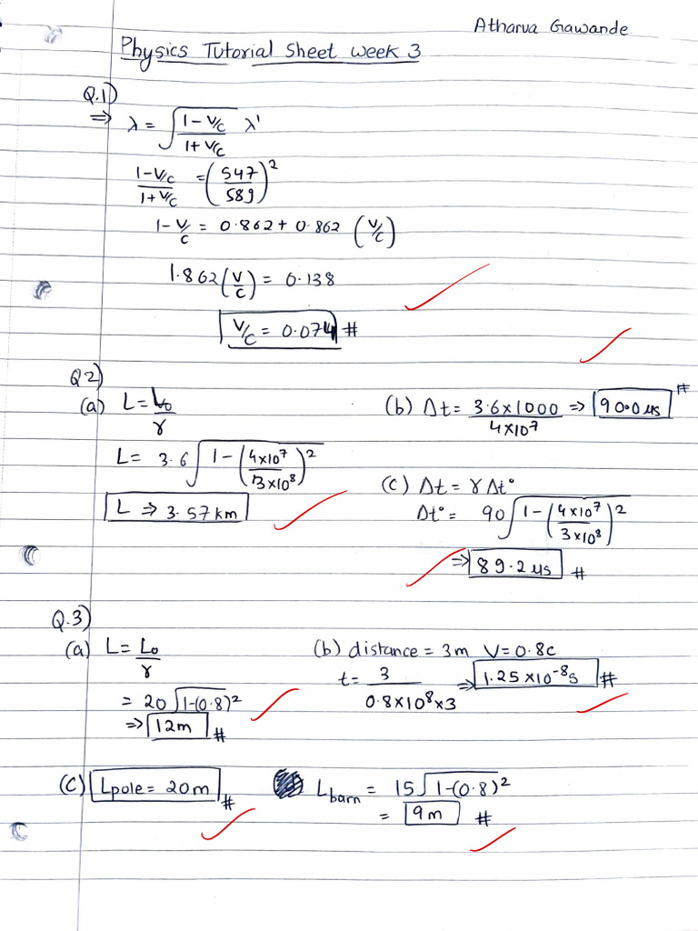 Physics Week 3 Atharvag | PDF