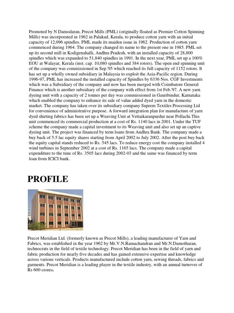 Precot Meridian Ltd. profile: Leading textiles manufacturer since 1962 ...