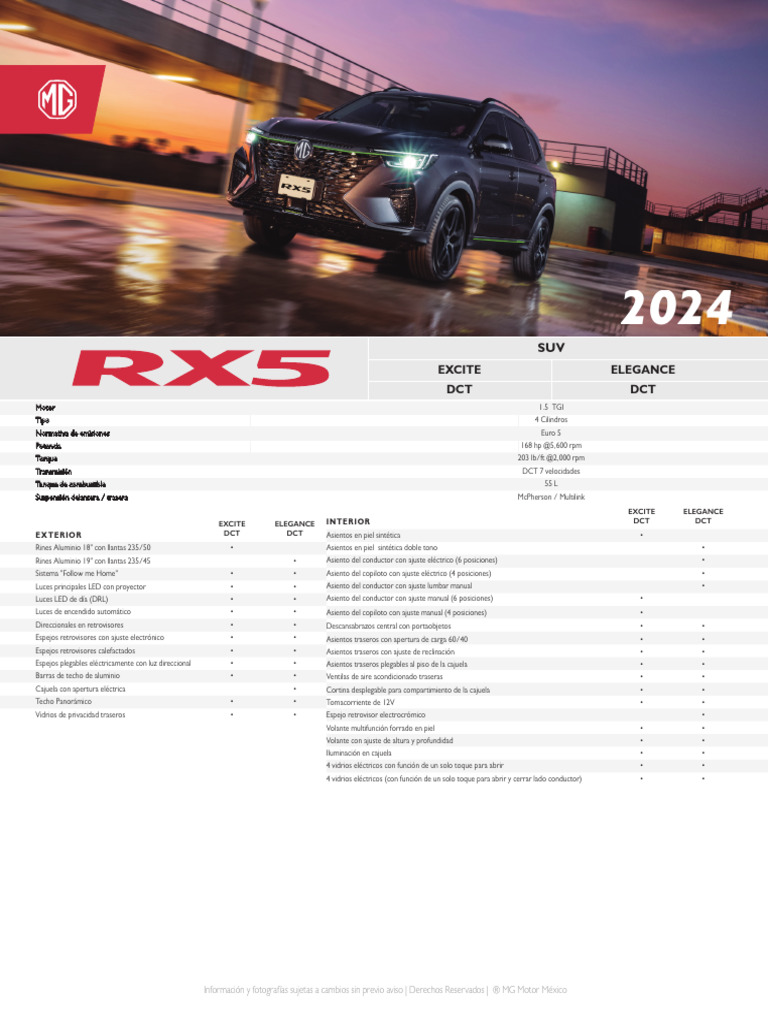 MG Rx5 Ficha Tecnica | PDF