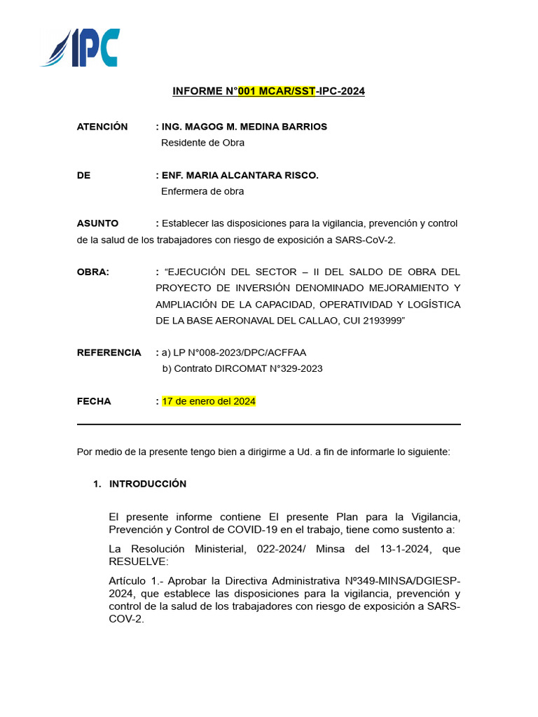 Plan COVID 2024 IPC | PDF | Virus | Infección