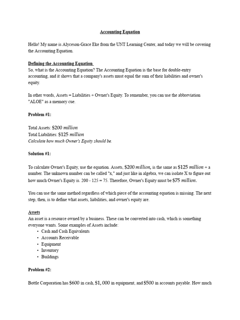 Accounting Equation Transcript | PDF | Equity (Finance) | Retained Earnings