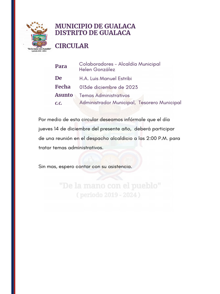 MoDELO DE Circular Memorándum | PDF