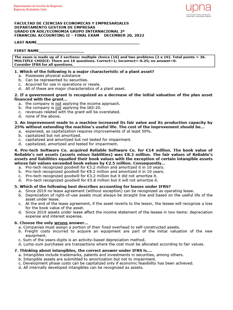 Final Examn Dec 2022 CF2 ALL | PDF | Historical Cost | Depreciation