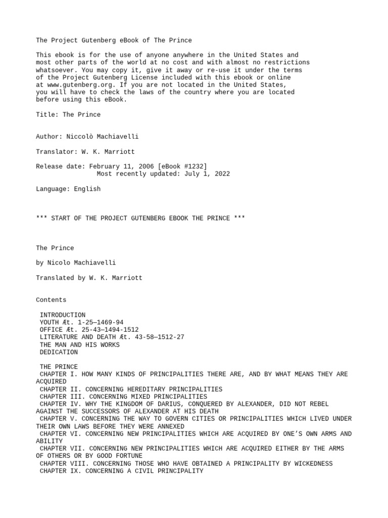 The Prince | PDF | Niccolò Machiavelli | The Prince