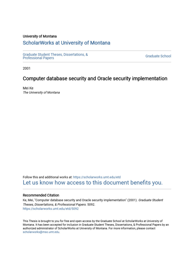 Computer Database Security and Oracle Security Implementation | PDF | Databases | Security