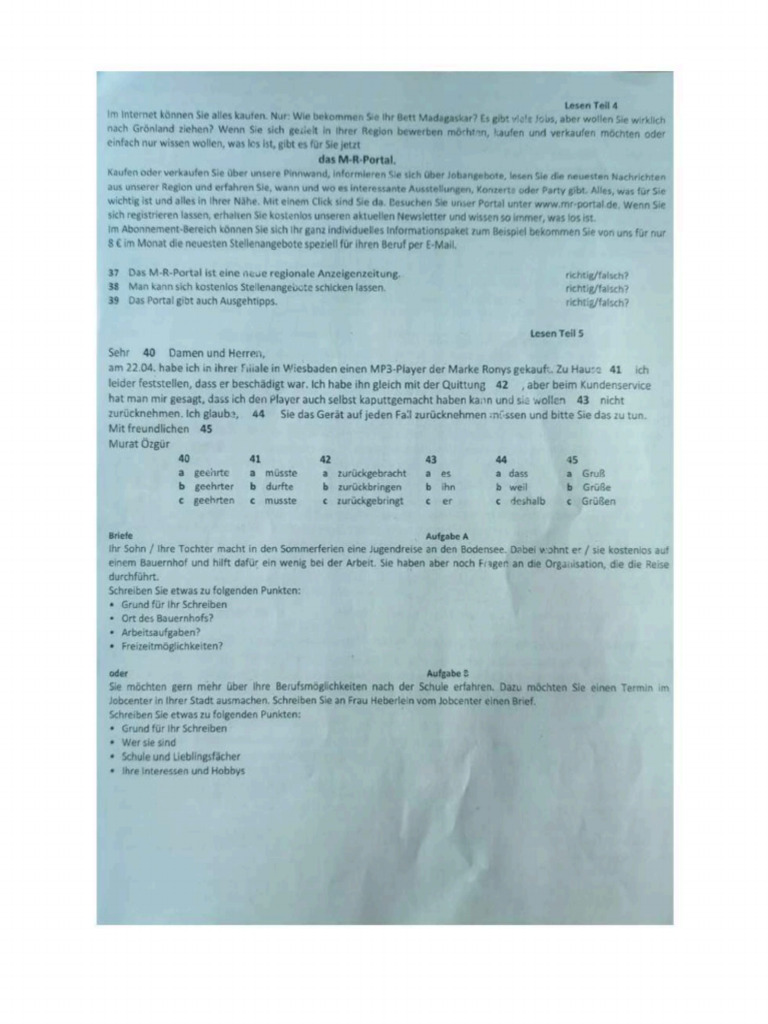 Test B1 Deutsch | PDF