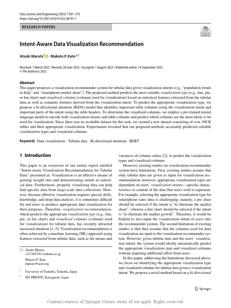 Intent-Aware Data Visualization Recommendation | PDF | Chart | Data