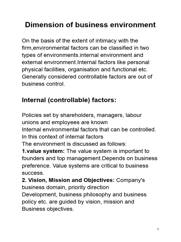 Business Environment Dimensions Explained | PDF | Natural Environment ...