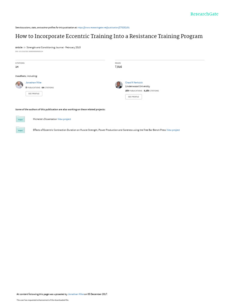 2015 02 Mike HowtoIncorporateEccTrainingintoaRTProgram | PDF | Skeletal Muscle | Strength Training