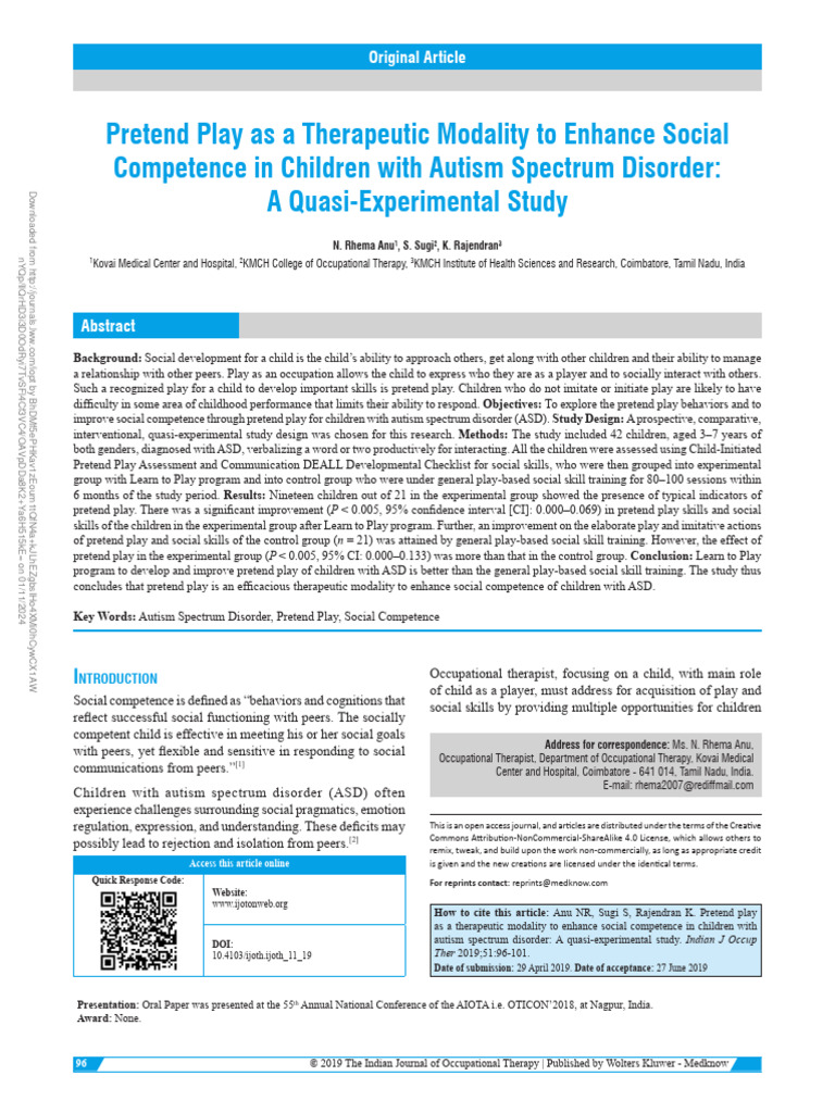 Pretend Play As A Therapeutic Modality To Enhance.5 | PDF | Autism ...
