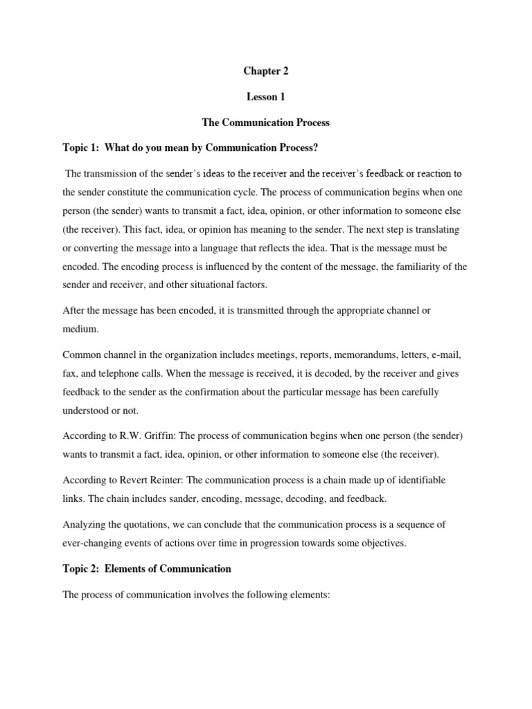 4 Chapter2 Lesson 1 (The Communication Process) | PDF | Communication ...