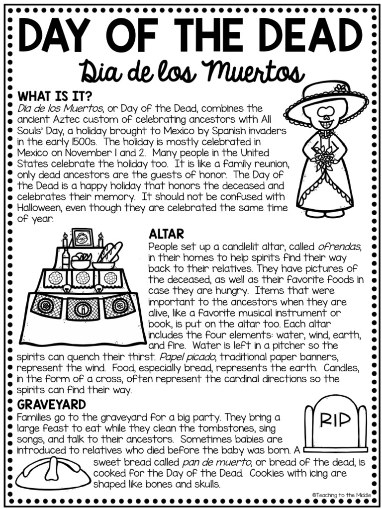 Day of The Dead Student Version BW | PDF | Traditions | Cultural ...