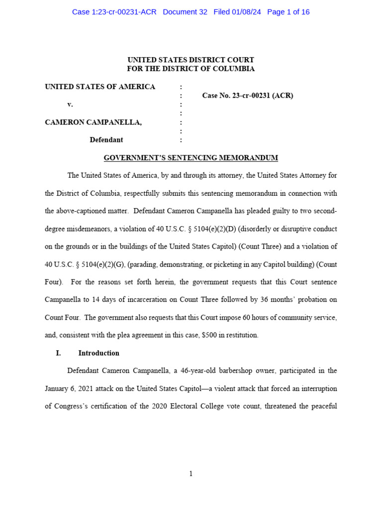 Campenella Sentencing Memo | PDF | United States Federal Sentencing ...
