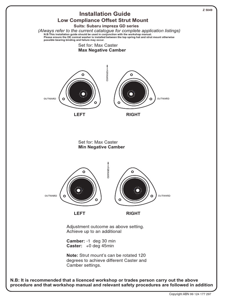 Installation Guide: Low Compliance Offset Strut Mount | PDF