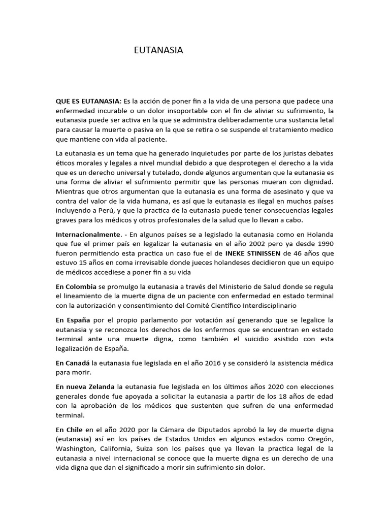 La Eutanasia | PDF | Suicidio | Justicia