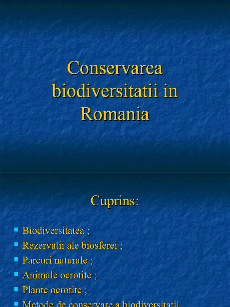 Conservarea Biodiversitatii in Romania | PDF