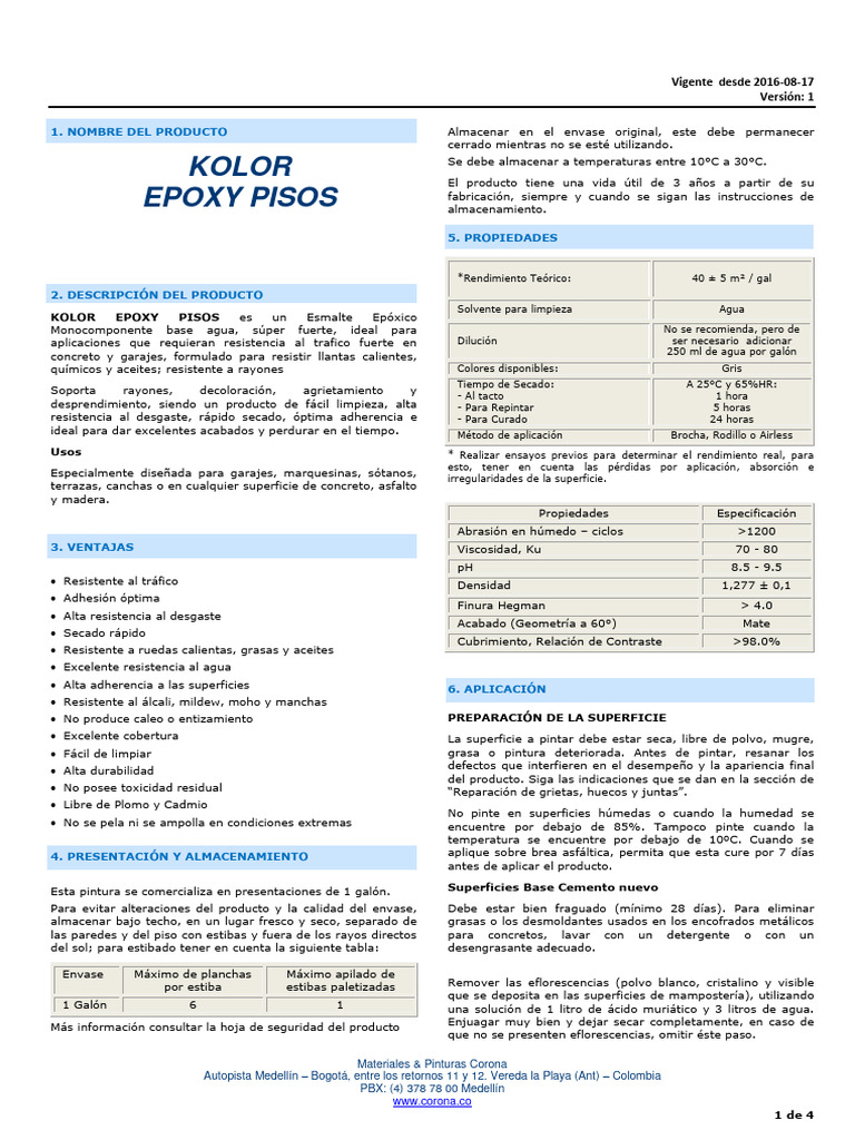 318248 - Pintura 1gl Epoxy Pisos Kolor Gris 1g | PDF | Residuos | Agua