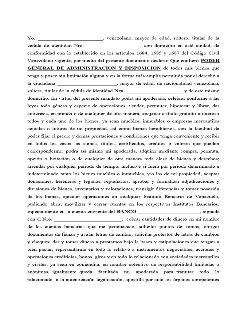 Poder General de Administración y Dispocisión | PDF | Bancos | Propiedad