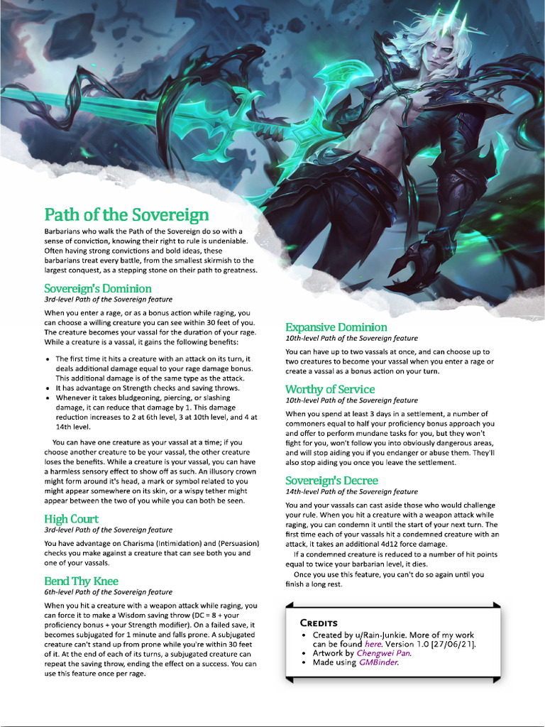 Path of The Sovereign - Primal Path v1 | PDF