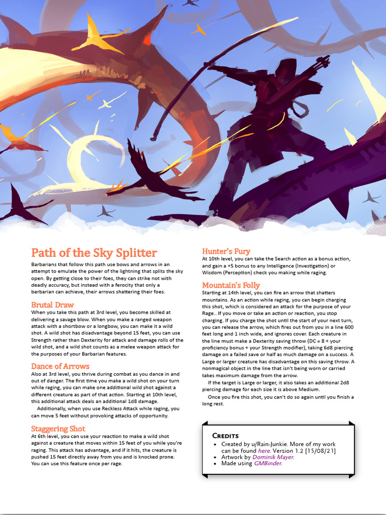 Path of The Sky Splitter - Primal Path v1 | PDF
