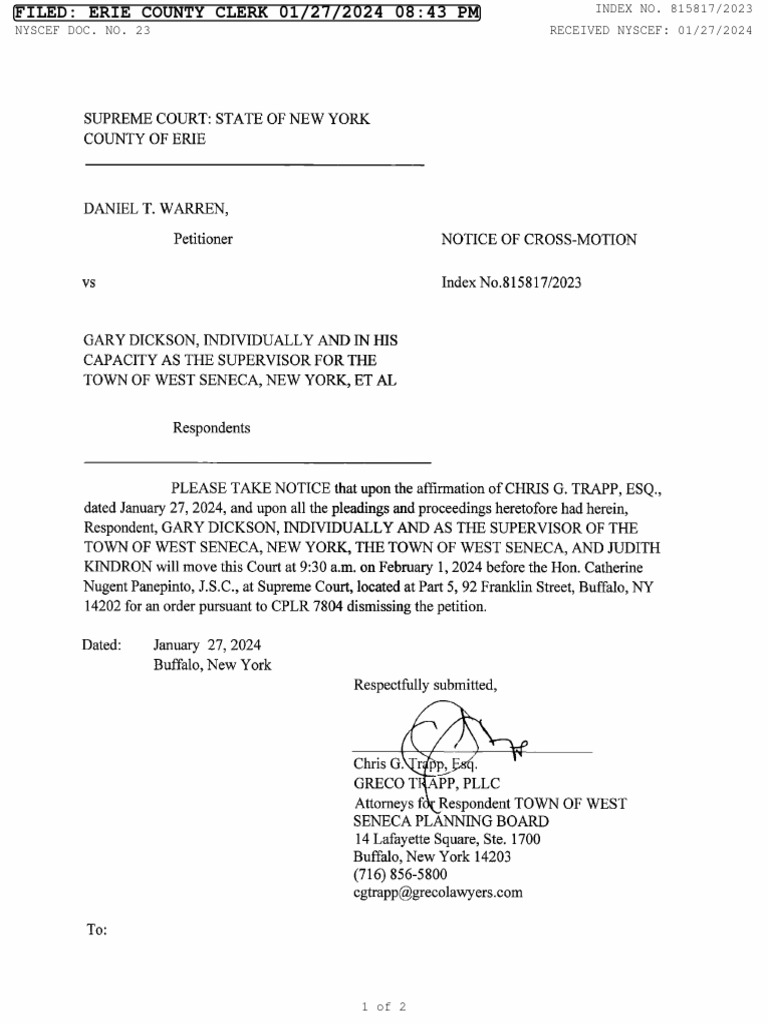 2023 Daniel T Warren V Gary A Dickson Et Al - Responding Papers | PDF ...