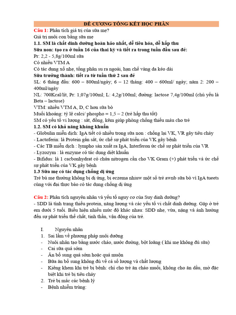 ĐỀ CƯƠNG NHI | PDF