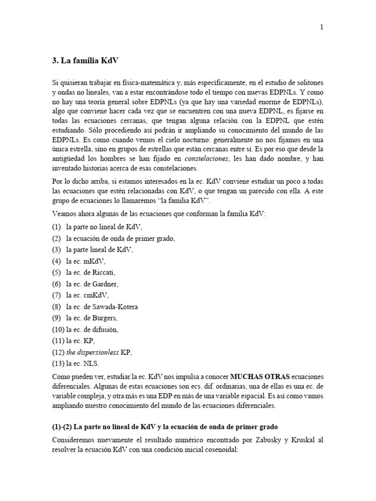 Clase 3A Familia KDV | PDF | Ecuaciones | Ecuación diferencial parcial