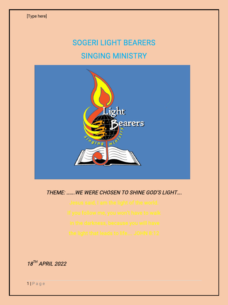 Light Bearers Singing Ministry. SONG | PDF