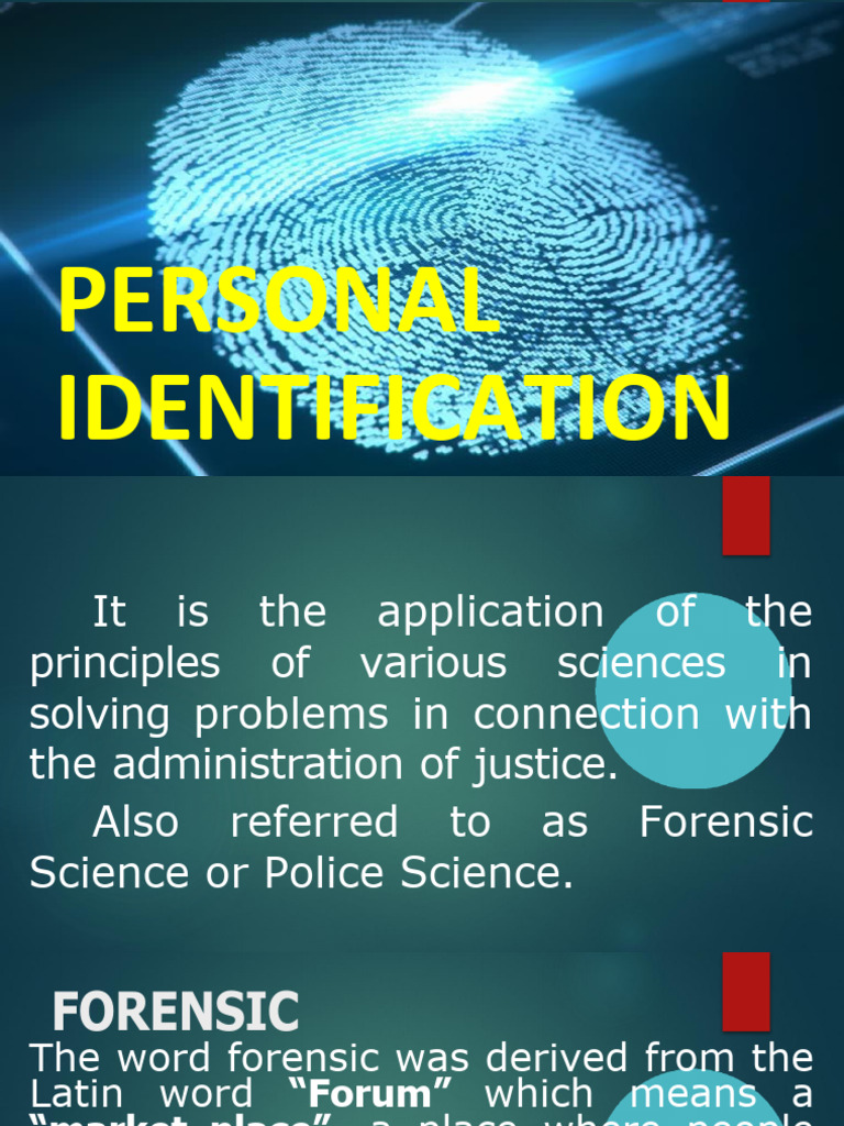 Personal Identification Techniques | PDF | Fingerprint | Skin