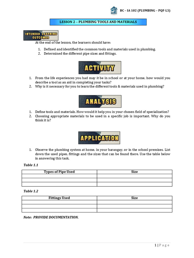 Plumbing Activity | PDF | Foot (Unit) | Plumbing
