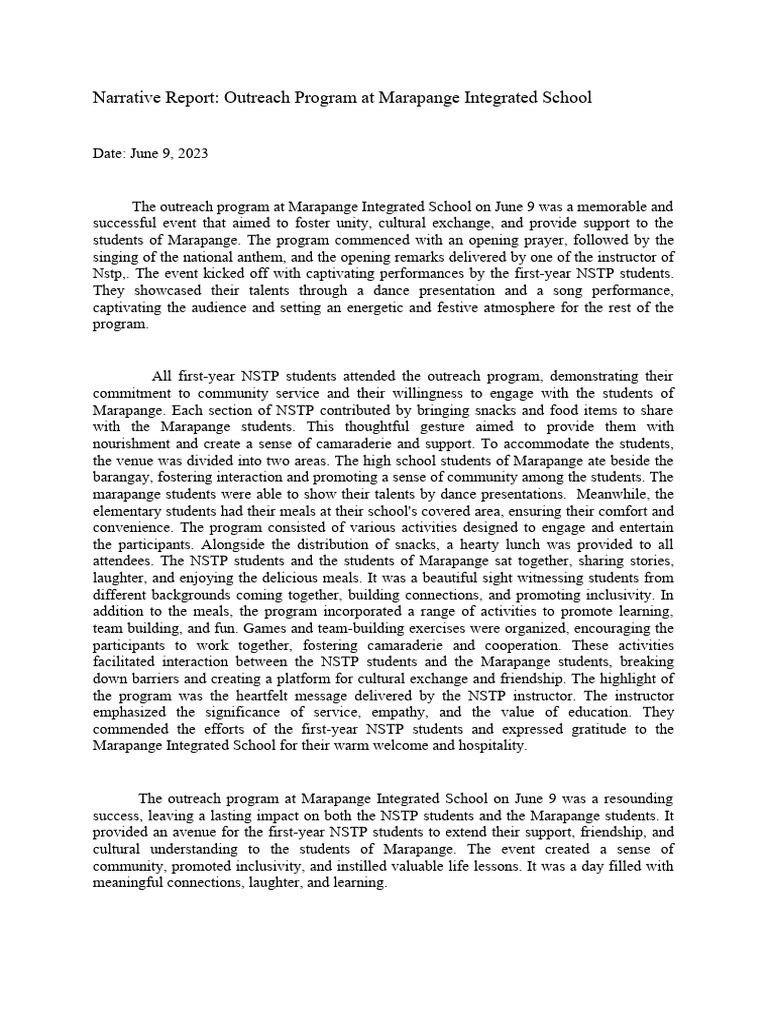 Narrative Report | PDF