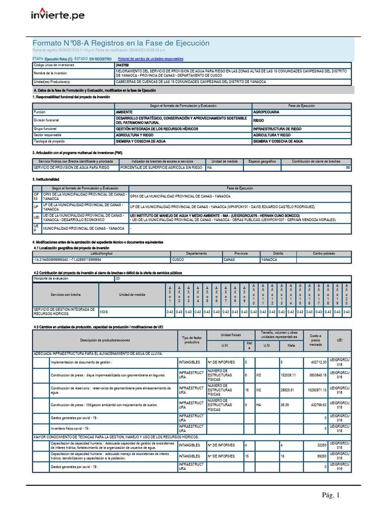 Formato 8a | PDF | Reservorio | Riego