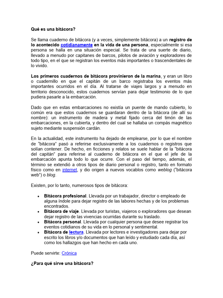 Qué Es Una Bitácora | PDF