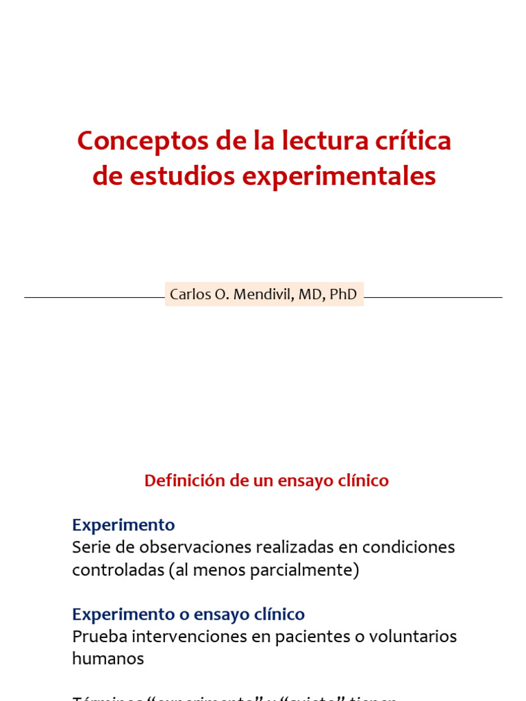 Lectura Crítica de Ensayos Clínicos | PDF | Ensayo clínico | Experimentar