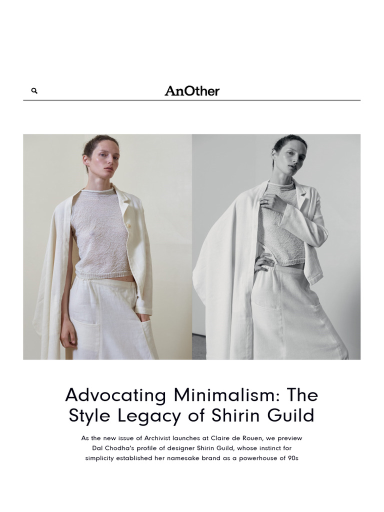 Advocating Minimalism: The Style Legacy of Shirin Guild - AnOther | PDF ...