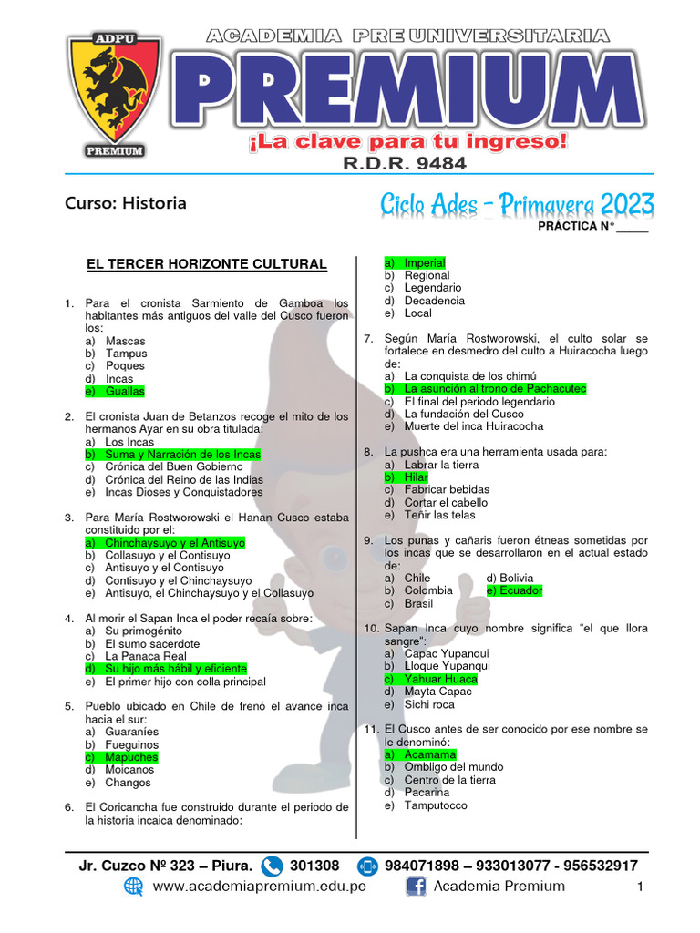 Historia-Ades-Prim23-05 El Tercer Horizonte | PDF | Imperio Inca | Andes