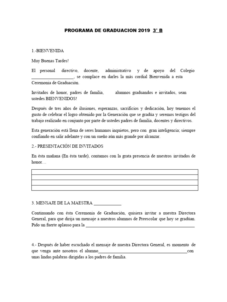 Programa de Graduacion Formato | PDF