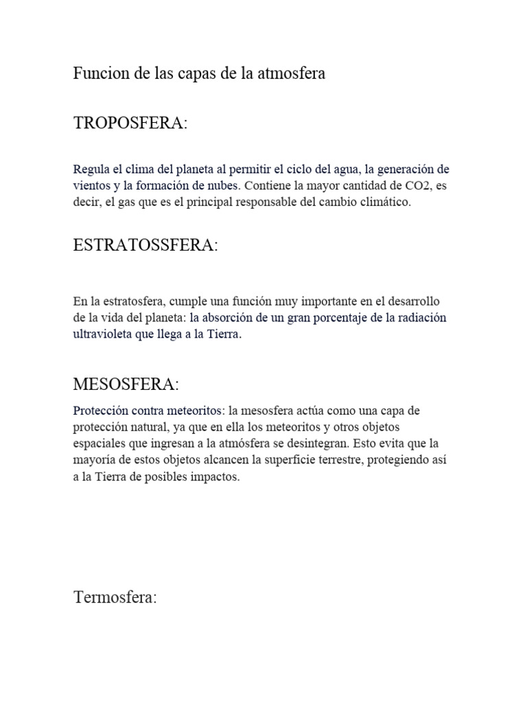 Funcion de Las Capas de La Atmosfera | PDF