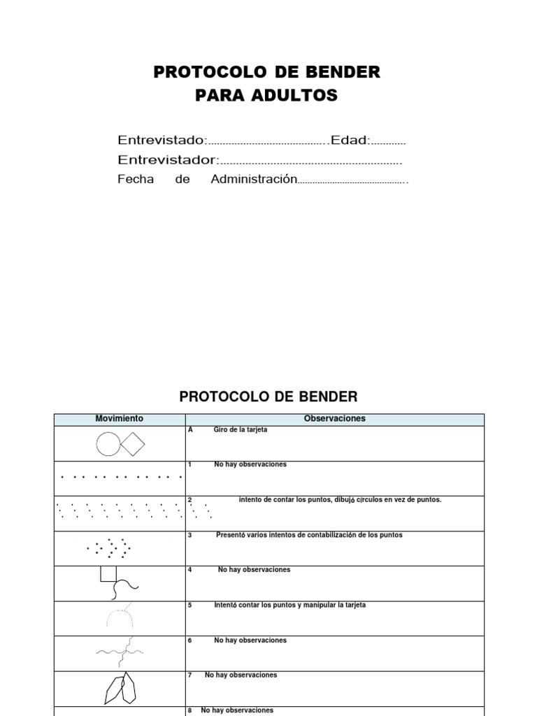 Bender para Adultos - Protocolo | PDF | Ajedrez