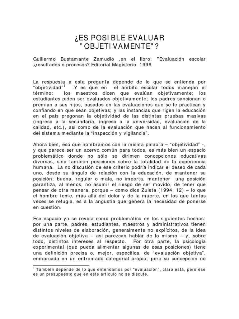 Es Posible Evaluar Objetivamente | PDF | Conocimiento | Evaluación