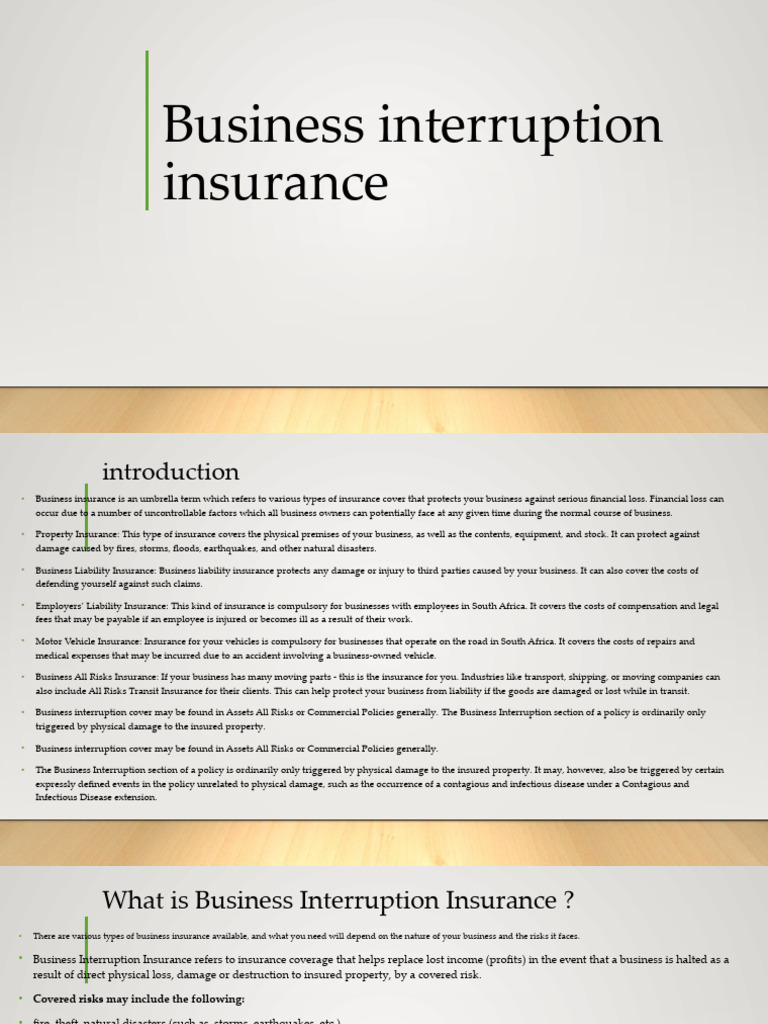 Business Interruption Insurance Notes-Final 2023 | PDF | Insurance ...