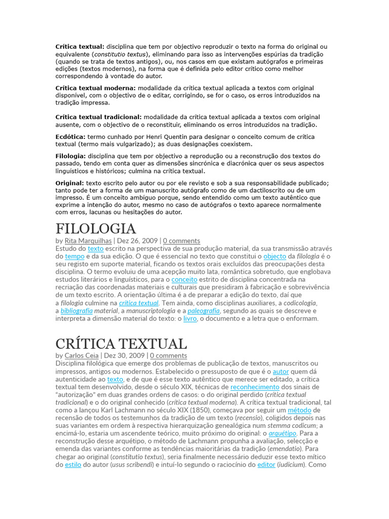 Dicionario de Termos Da Critica Textual e Da Filologia | PDF | Crítica ...