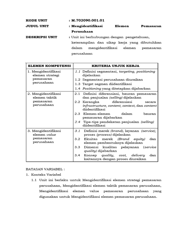 SKKNI Unit 1, 2, Dan 3 | PDF SKKNI Unit 1, 2, Dan 3 | PDF