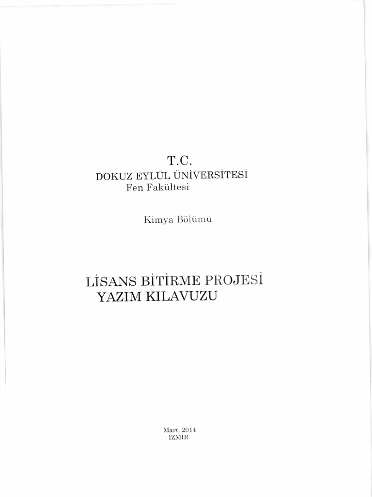 Bitirme Projesi Tez Yazim Kurallari | PDF