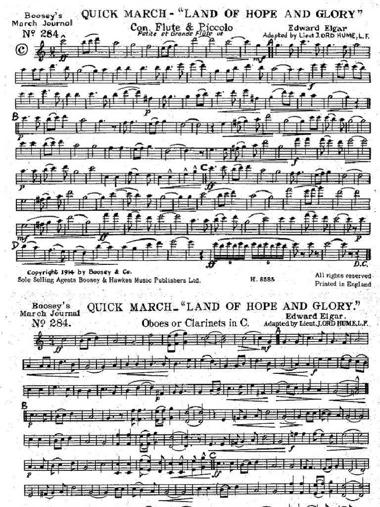Elgar Land of Hope and Glory Band Hume Parts | PDF